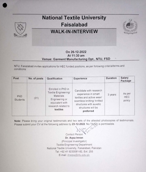 WALK IN INTERVIEW (PhD Students) | NTU